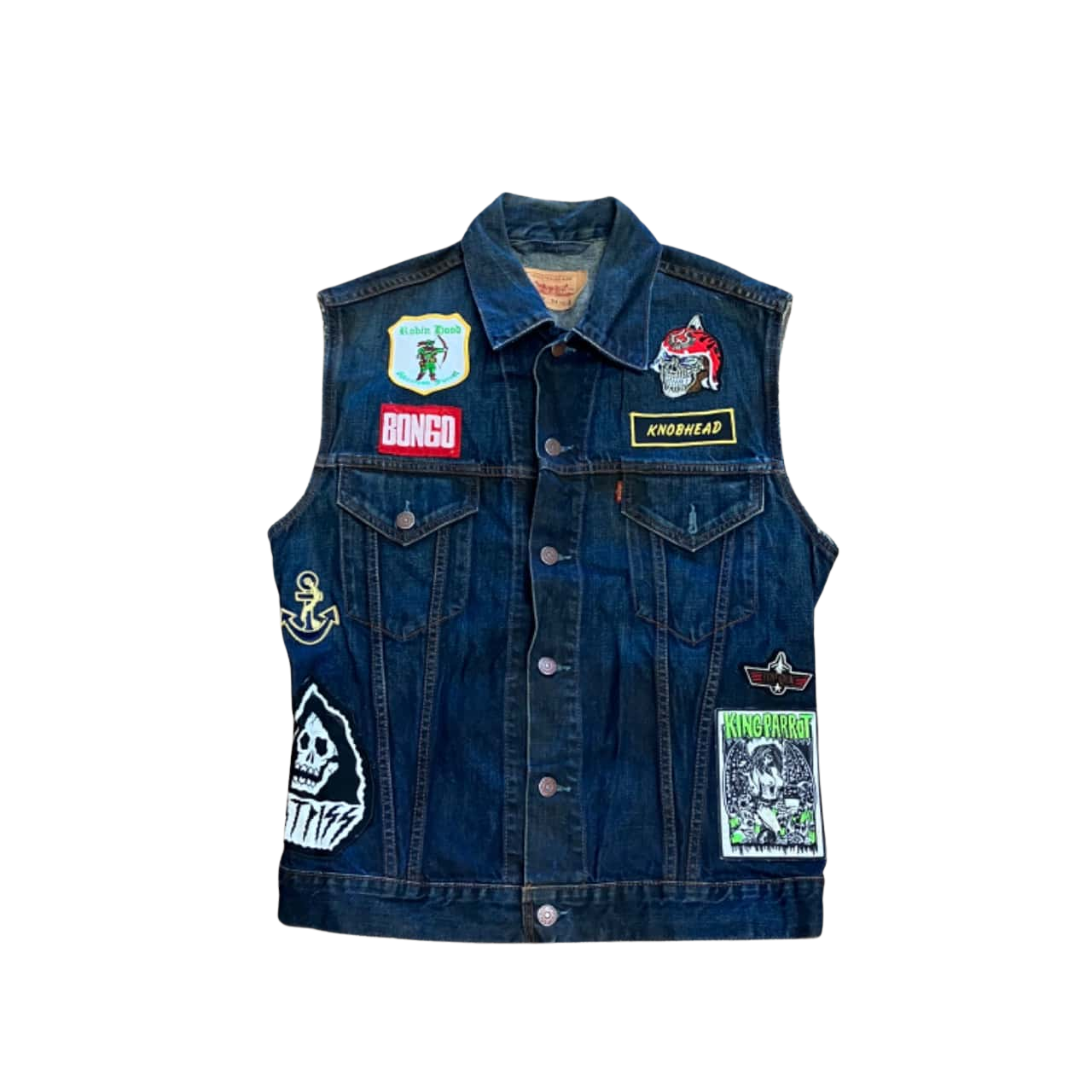 Vintage Levi Strauss And Co 70500 Size L Vest With Cool Patches S