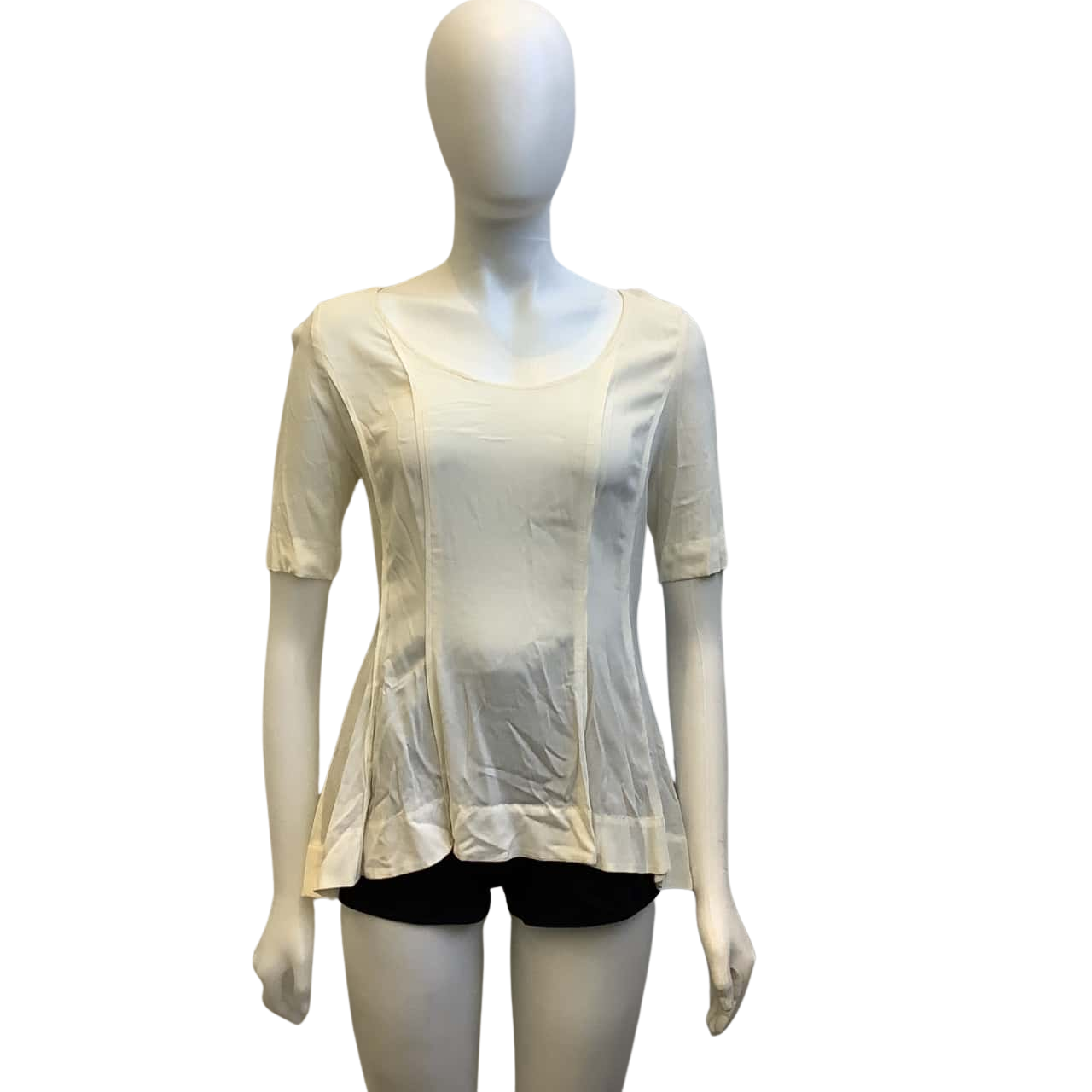 Veronika Maine Womens Size 8-10 Back Zip Top Light Cream