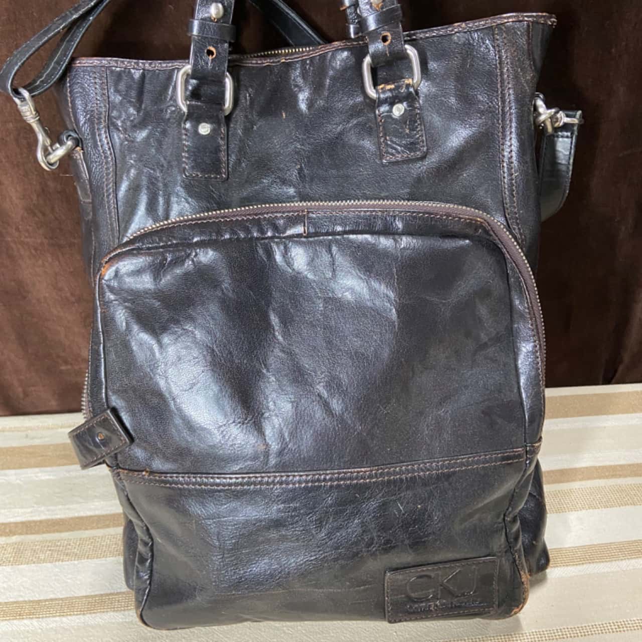 Vintage Brown Leather Calvin Klein Jeans Bag Large(s)