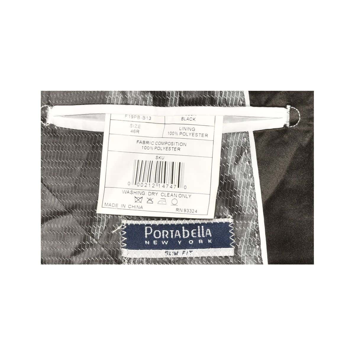 Portabella Mens Size 46R One Button Velvet Decorated Blazer Black