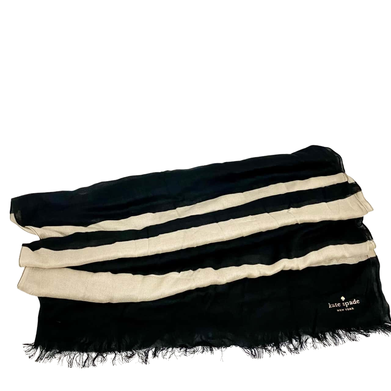 Kate Spade Scarf Black & Beige Stripes (s)