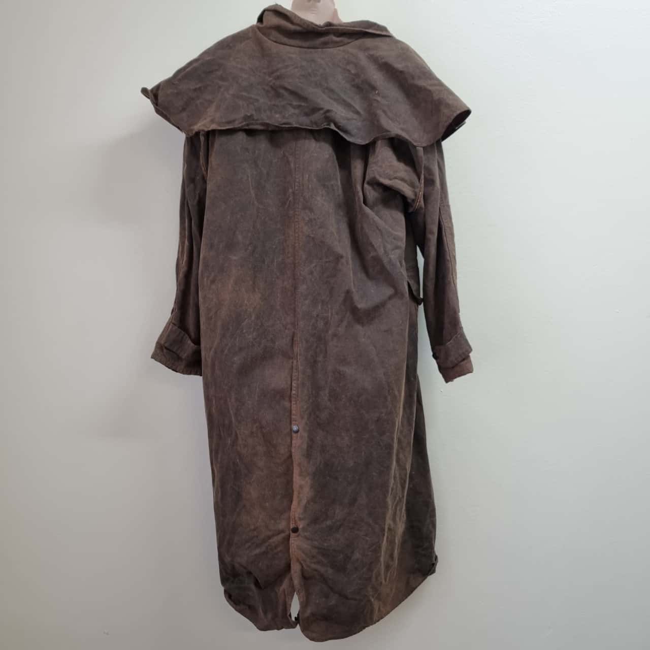 DRIZA-BONE Brown Oil Skin Long Riding Coat Size S Made In Australia(s)
