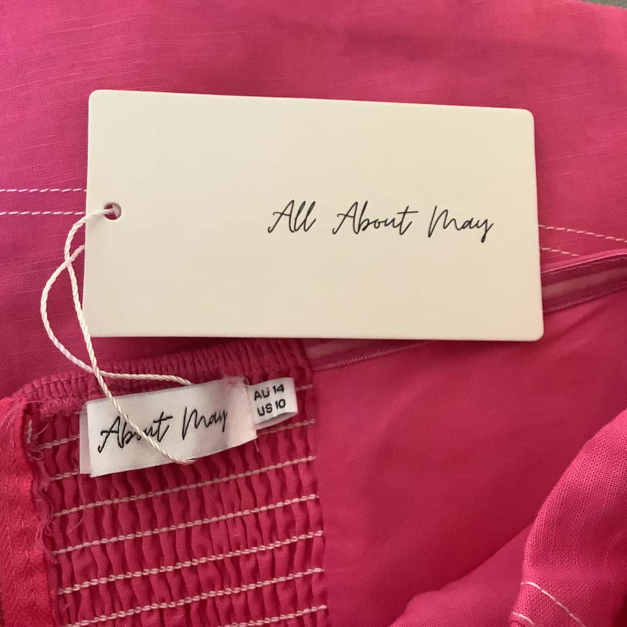 All About May. Brand New. Linen Blend Rosa Mini Dress. Size 14