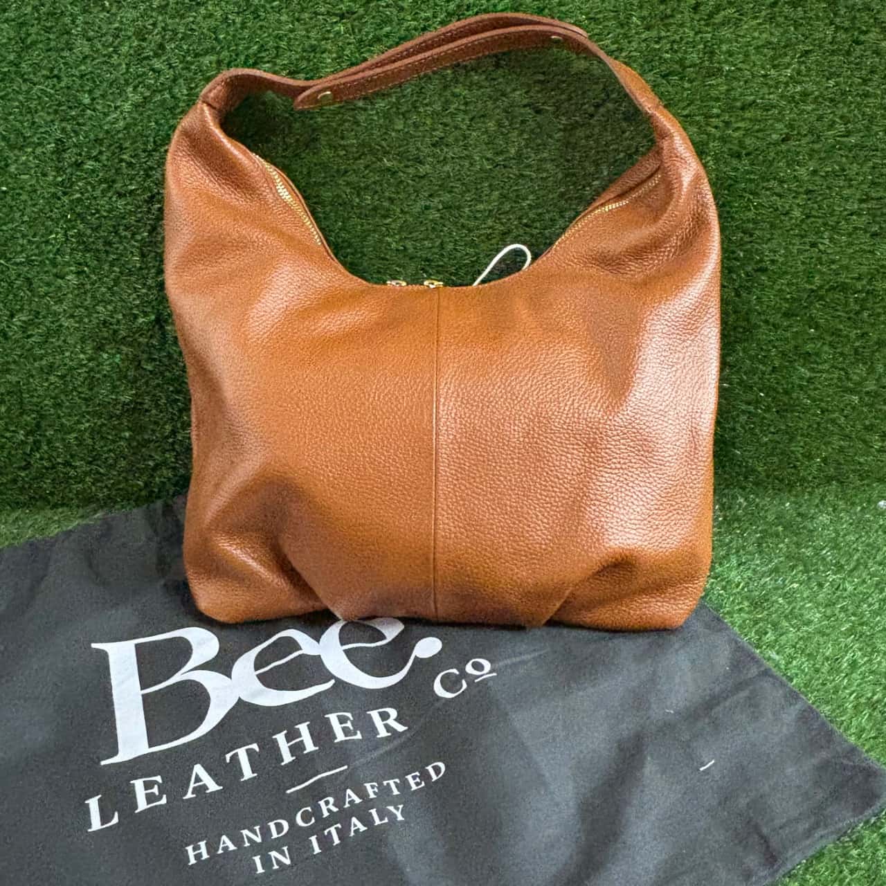 Bee Leather Co. Penelope Tan Leather Shoulder Bag