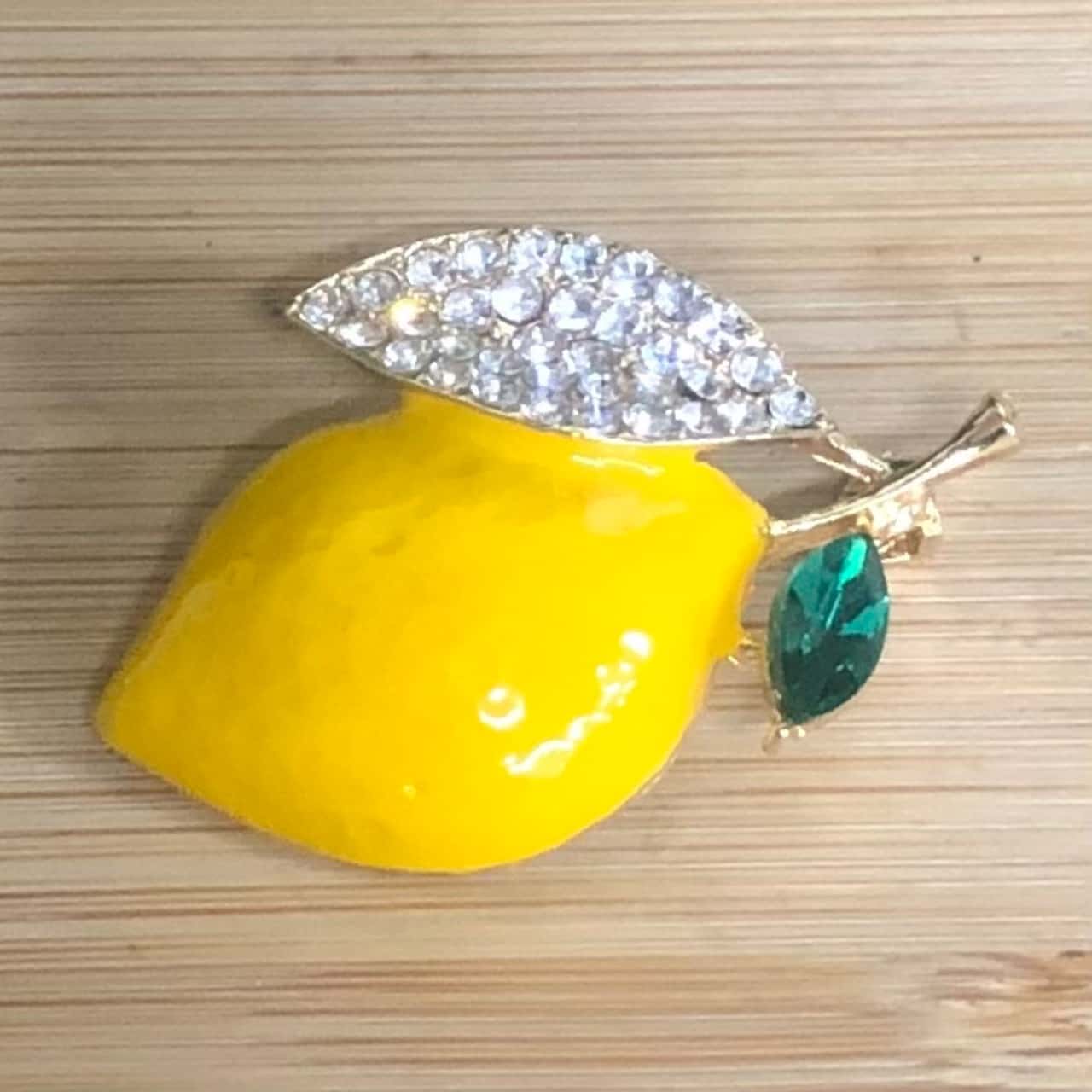 Lemon Brooch With Rhinestones
