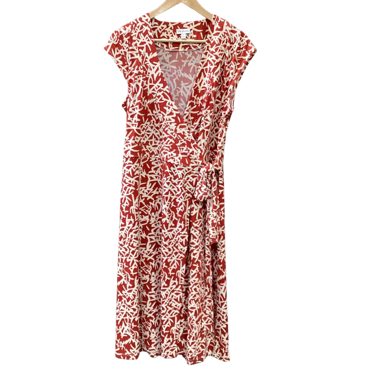 Sussan Women’s Size L Midi Wrap Dress Cream / Red