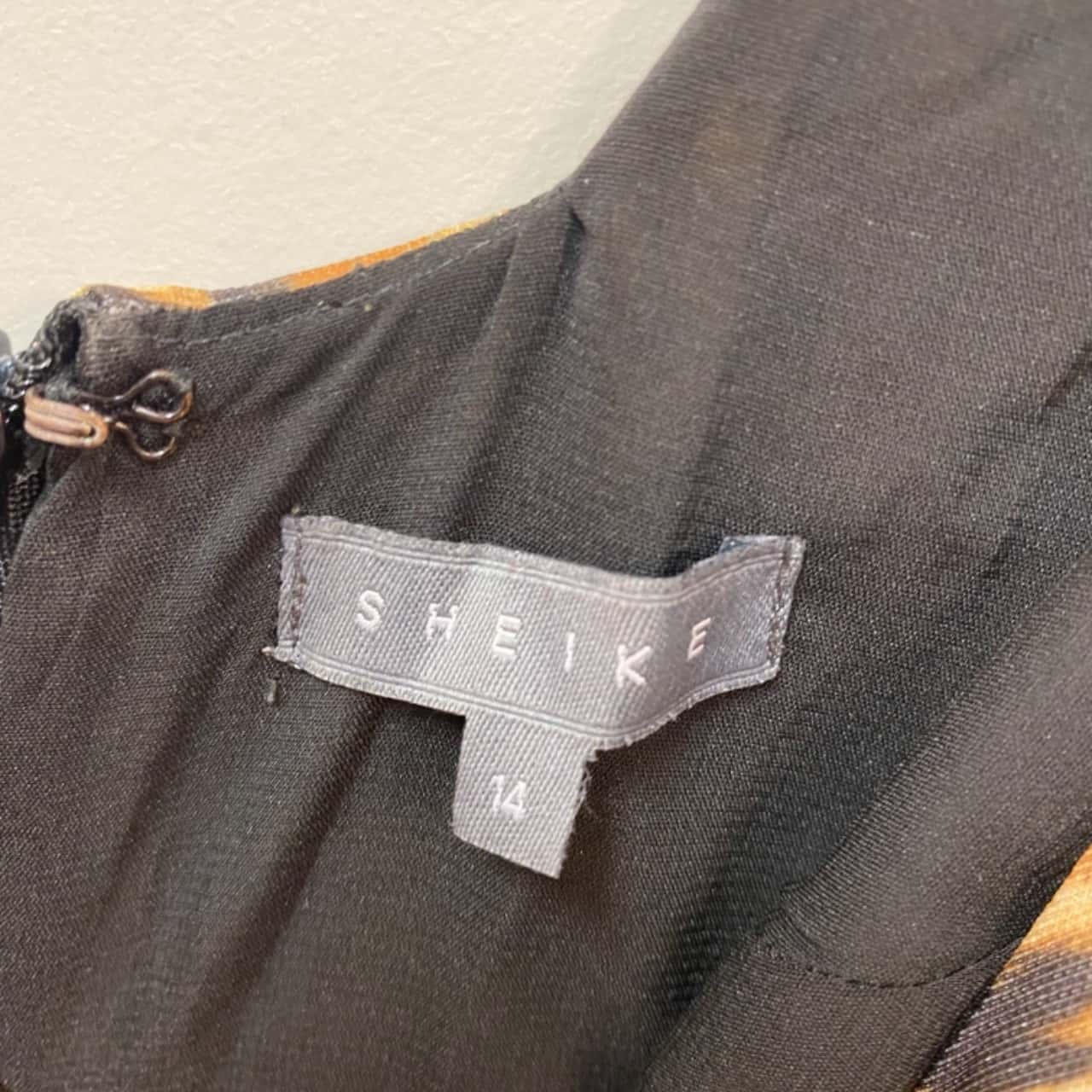 Sheike Size 14 Cheetah and Striped Midi Cocktail Dress