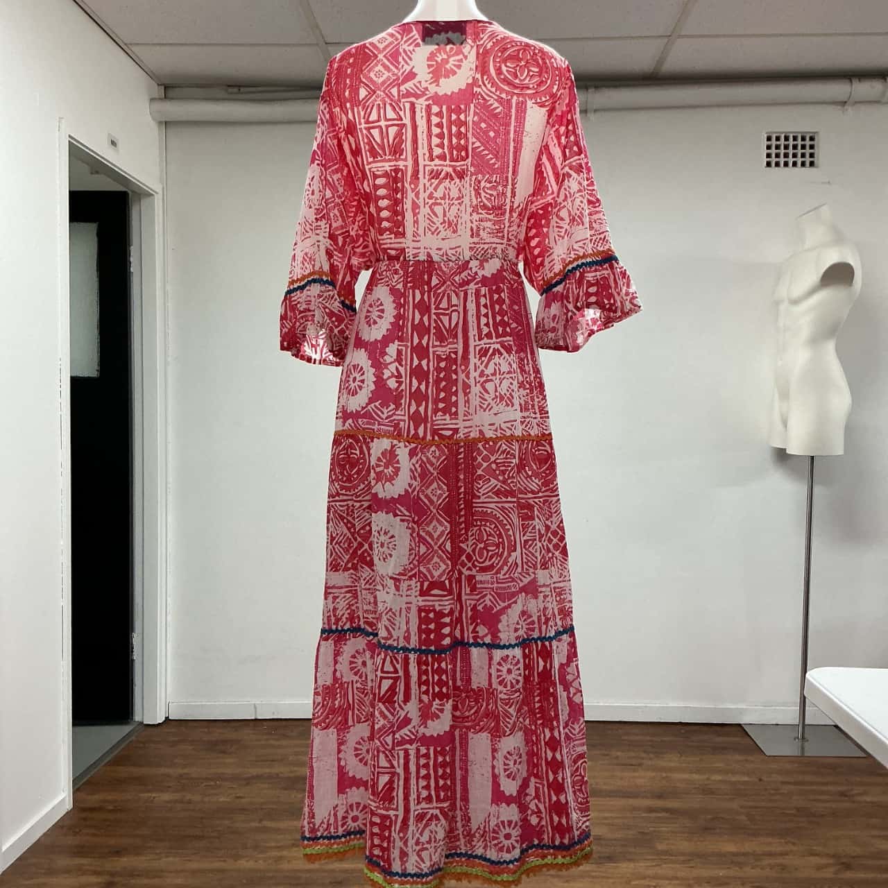 Escape by OQ Womens 100% Cotton Size 22 Maxi Dress Pink / Red / White (s)