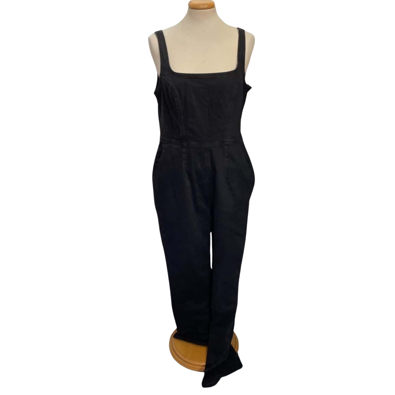 Asos Design black denim overalls (s)