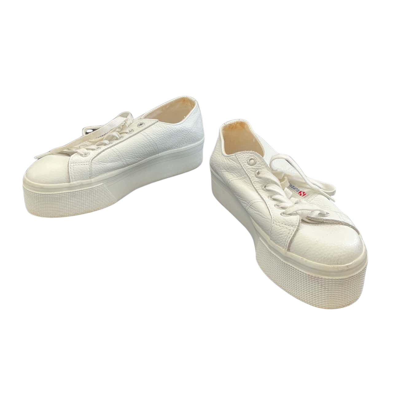 Superga Womens 2790 Platform tumbled leather Size 38 Sneakers White (s)