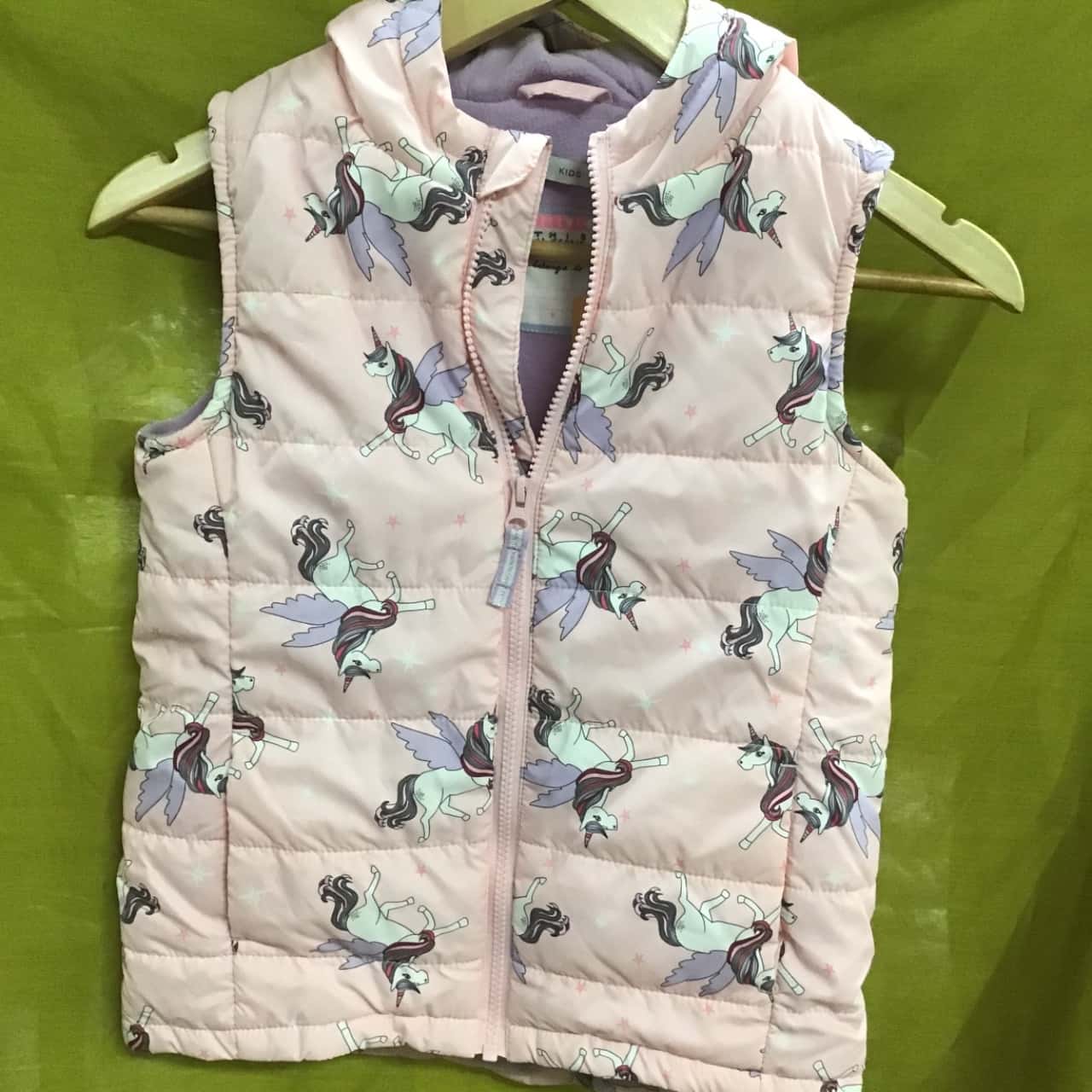 Kids , Puffer Vest , Pink Jacket , Unicorn pattern