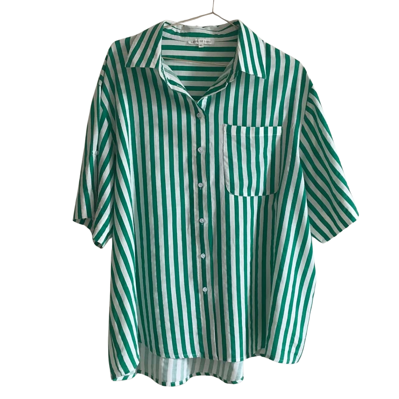 Label of Love Oversize Green Stripe Shirt. Size M-L
