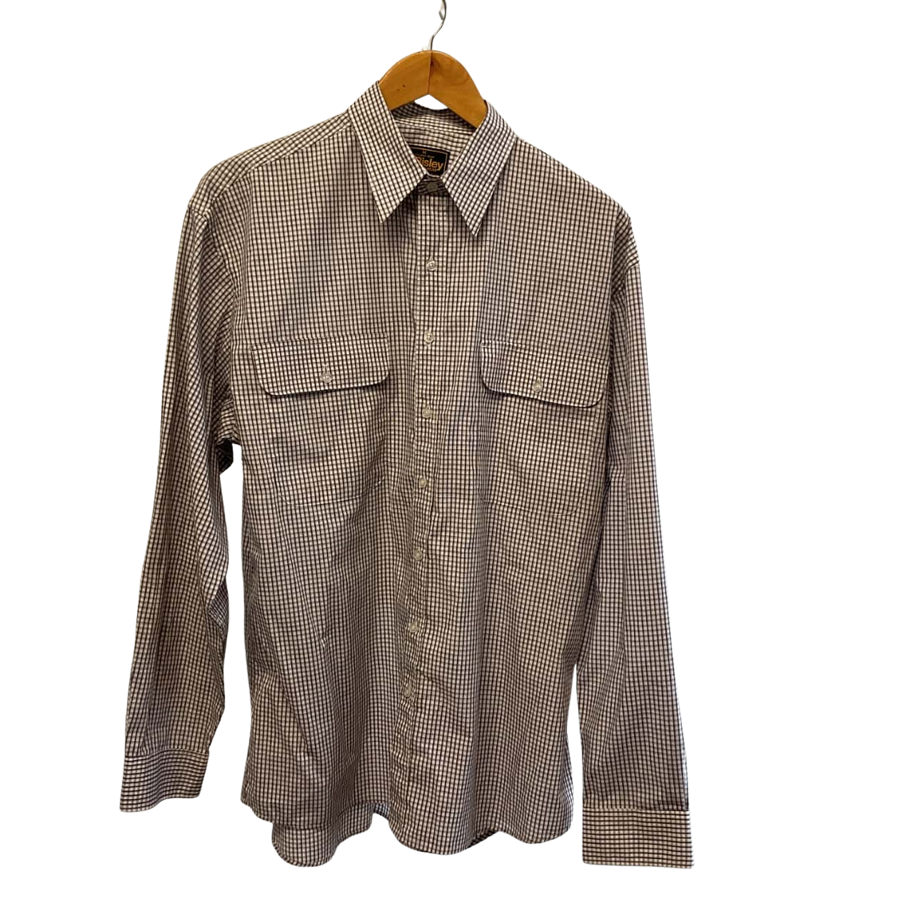 “Bisley” Mens Size M Long Sleeve Shirt Checked / Maroon / Off White