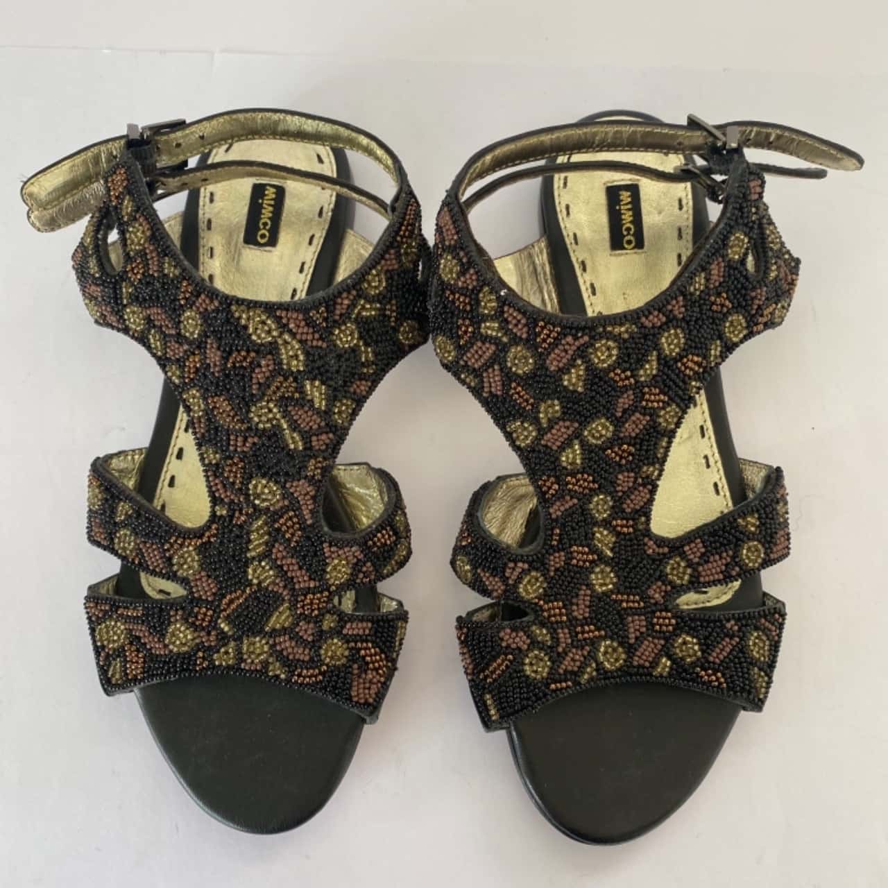 Mimco Beaded Sandals Black / Multi Size 37 / 6 (s)