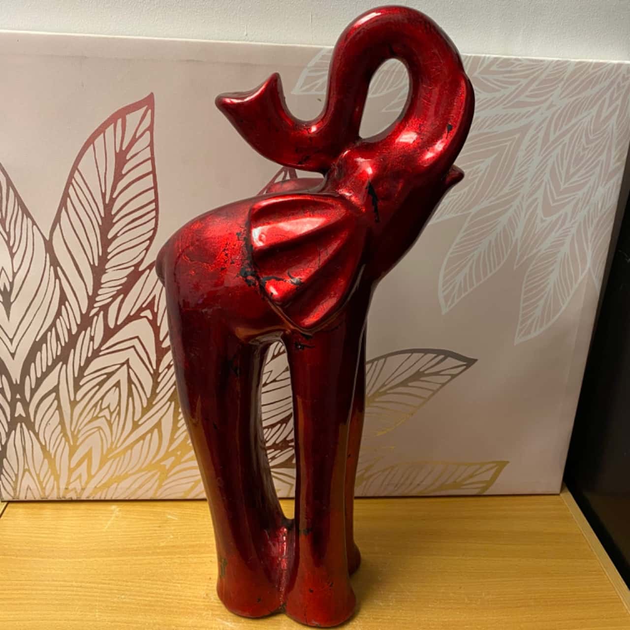 Super Amart 48cm ceramic metallic red elephant(s)