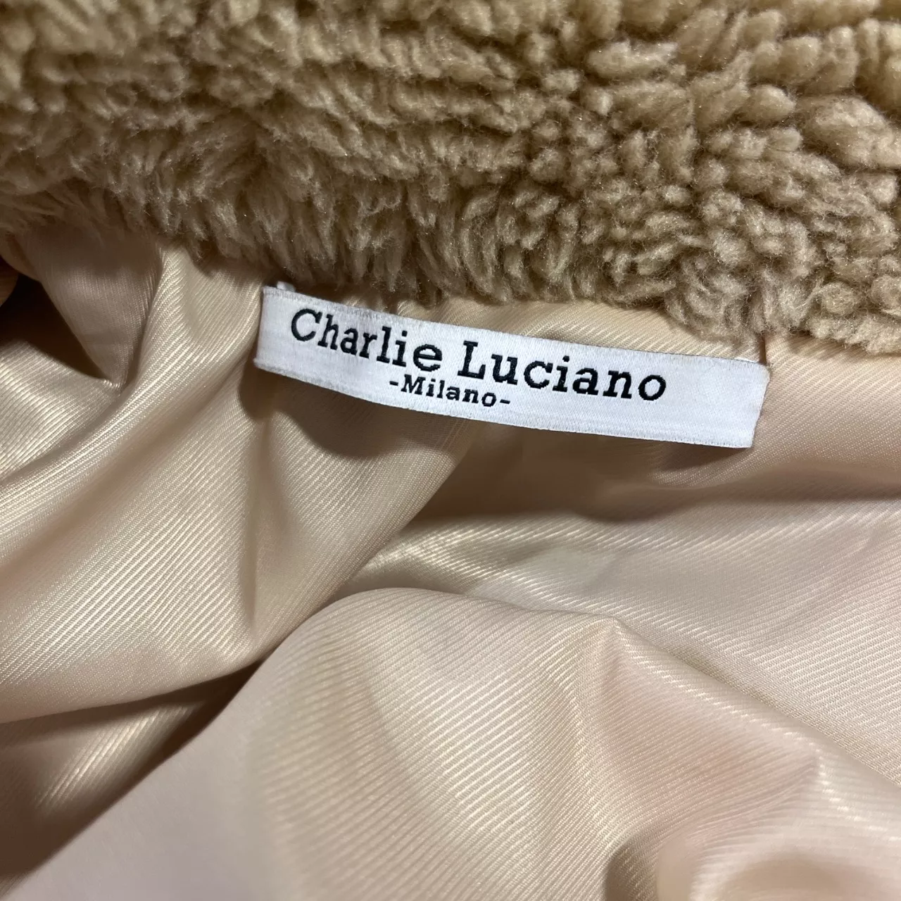 Charlie Luciano Milano Womens Coat Size 2 Beige Fluffy Faux Sherpa with ...