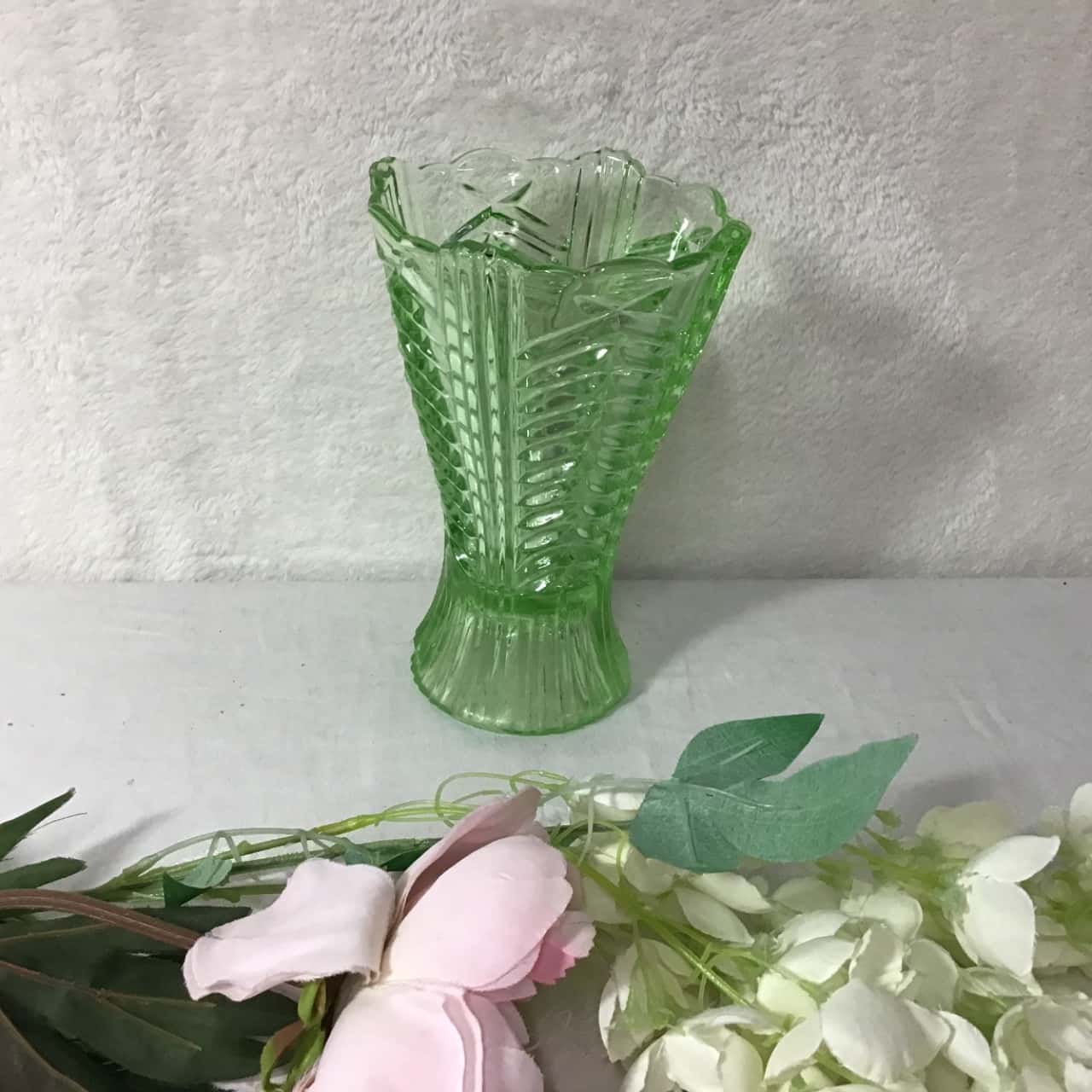 *REDUCED* Vintage Decorative Green Depression Glass Vase(s)