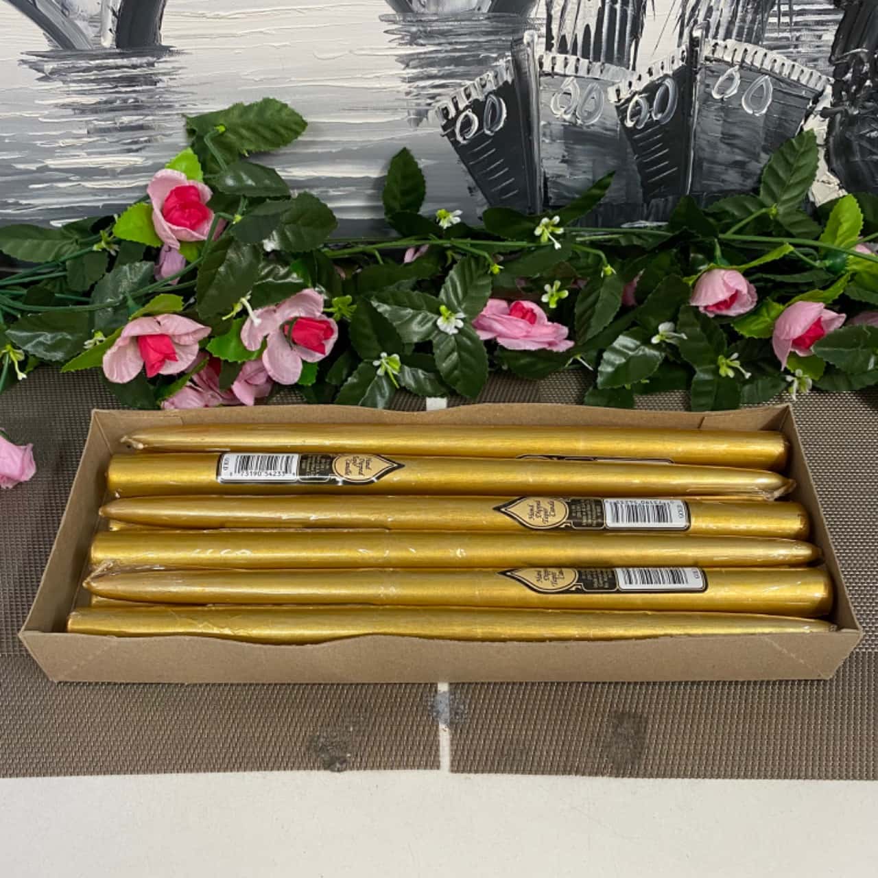 Single-wrap Dipped Tapered Candles - Gold (s)
