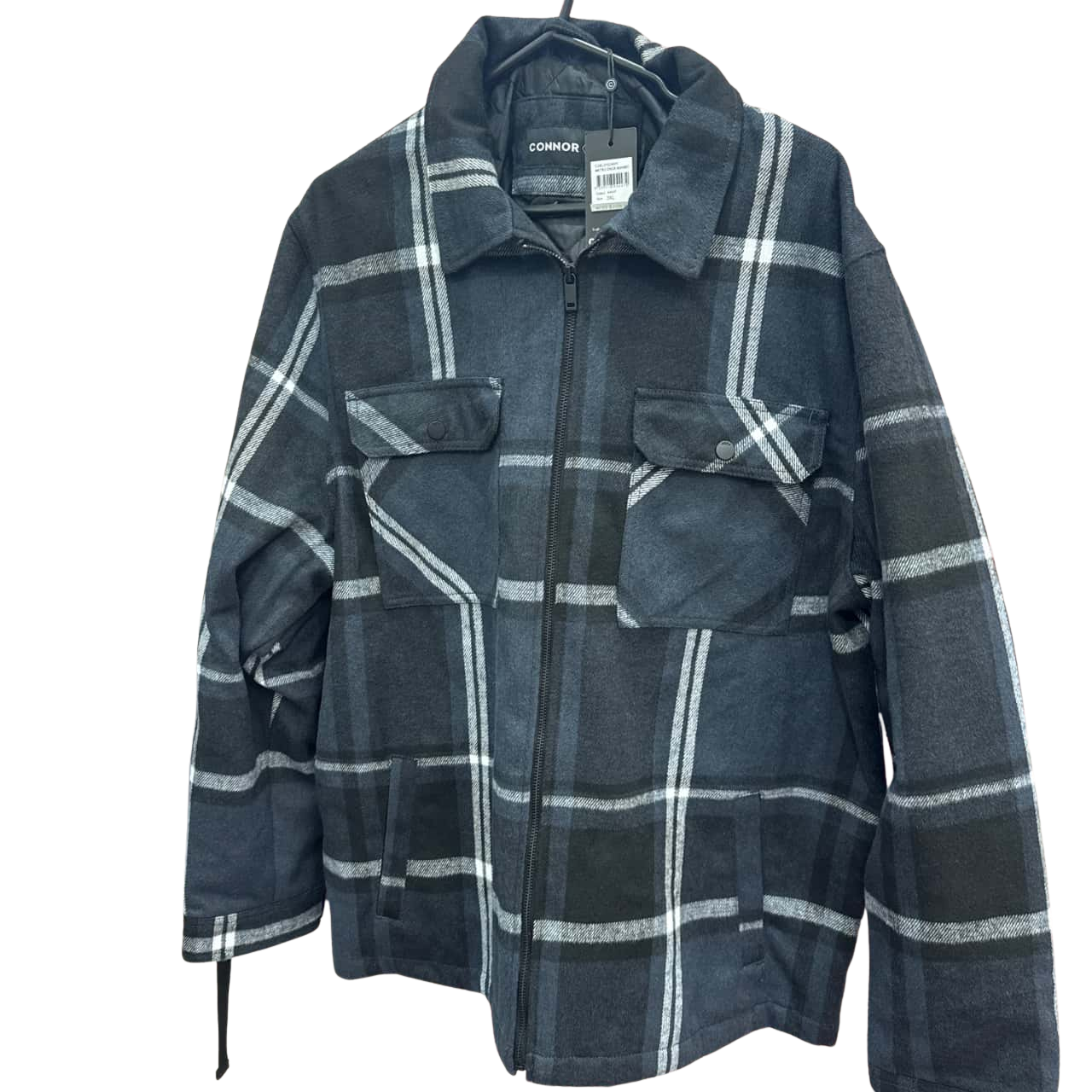 Connor Mens Size XXXL Checkered Navy Blue Shacket (s)