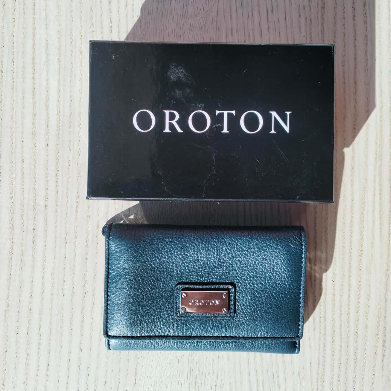 Oroton Kiera Navy Blue made of Leather Small High Fold Purse Wallet ...