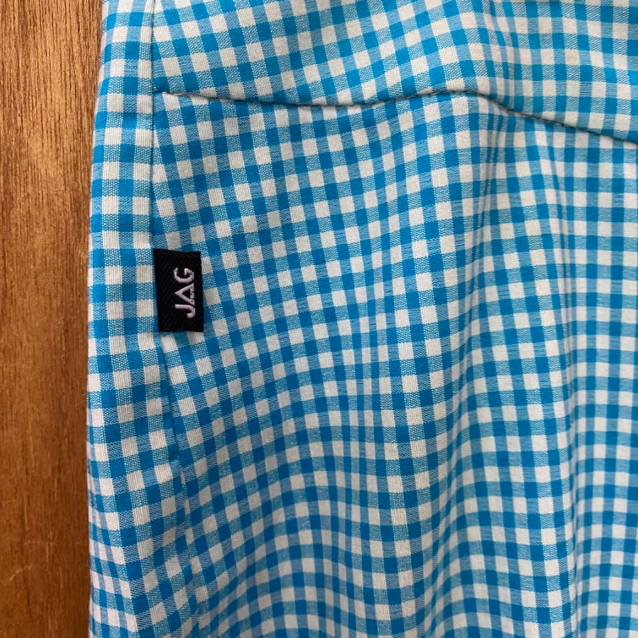 Jag - Blue Checked Pants With Front Splits Size 14