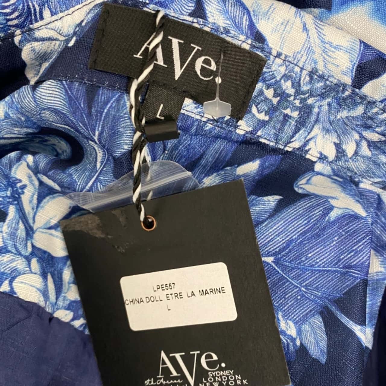 By AVE Womens Size L Blue / Floral / White CHINA DOLL DRESS