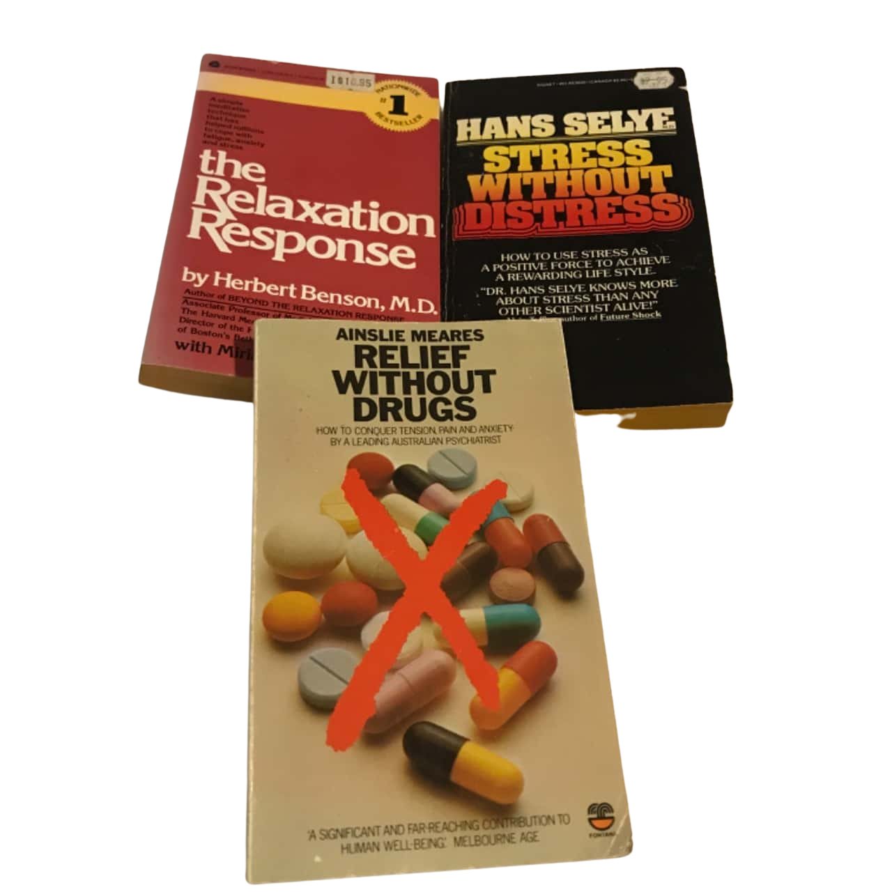 3 Vintage Classic Self Help Books incl. Ainslie Meares Relief Without ...