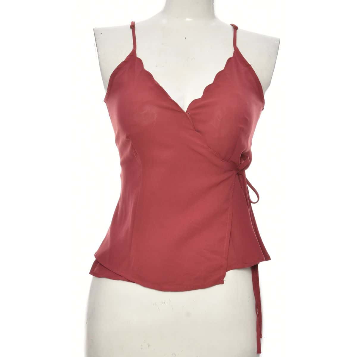 E&M Womens Size M Wrap Front Cami Top Maroon (s)
