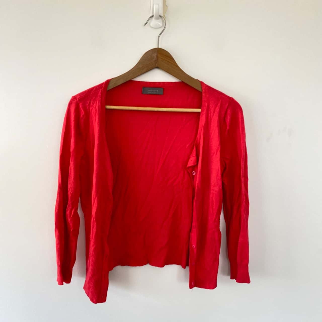 Jacqui-E Red Button Up Cardigan Size 8 / S