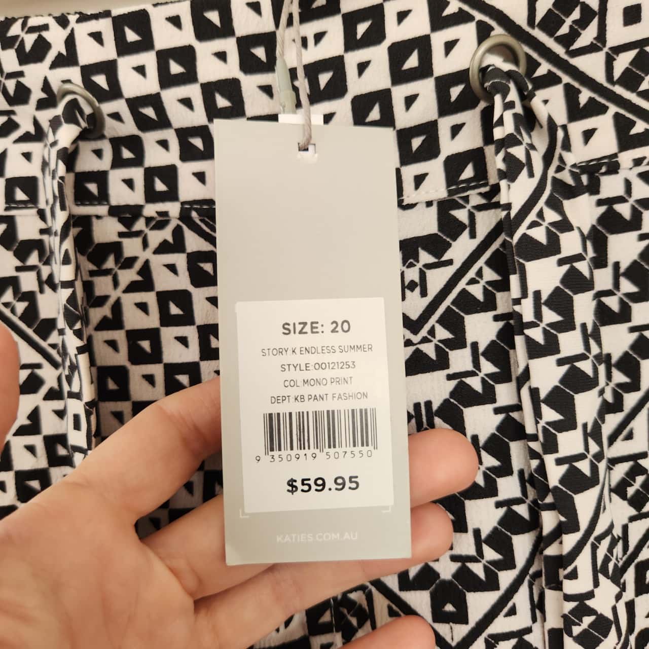 Katies Black White Pattern Pants Size 20 / Plus Size (s)