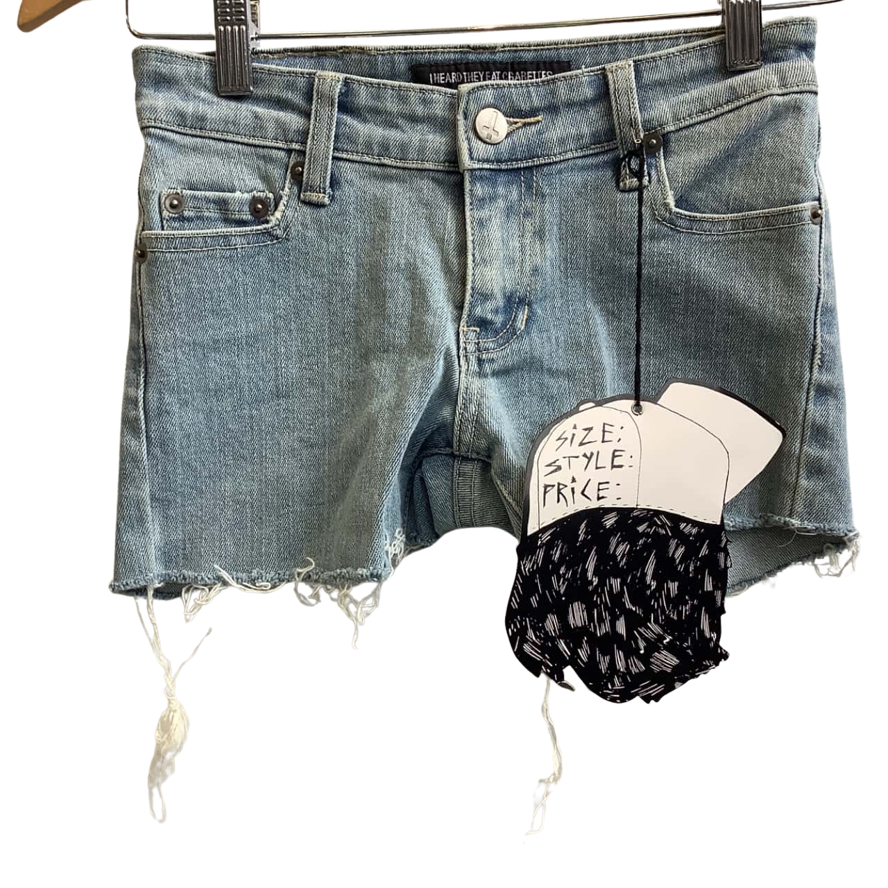 Brand New I Heard They Eat Cigrattes Womens Size 6 Denim Shorts Light Blue