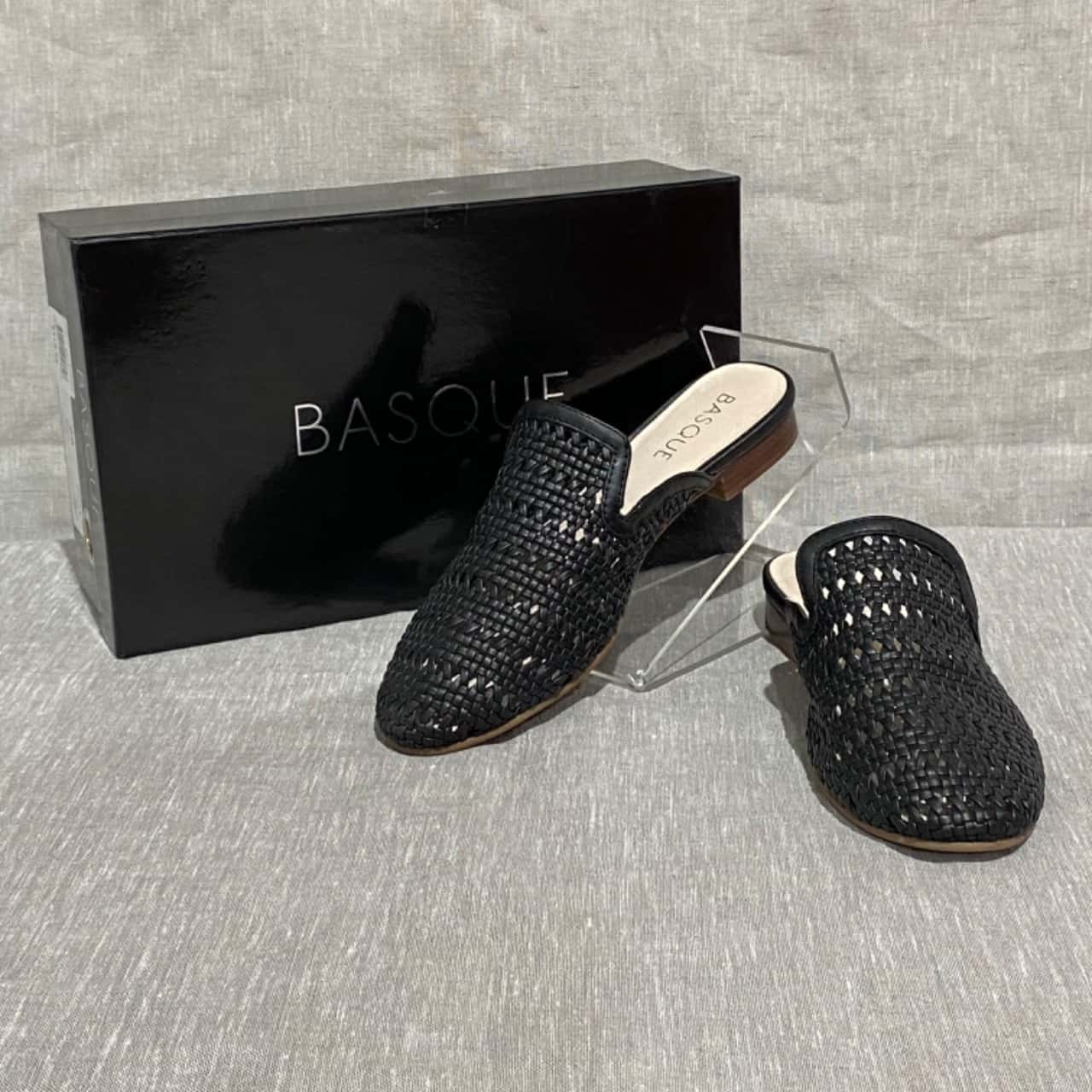 Womens BASQUE Britt Black Woven Pu Slip on Shoes(s)