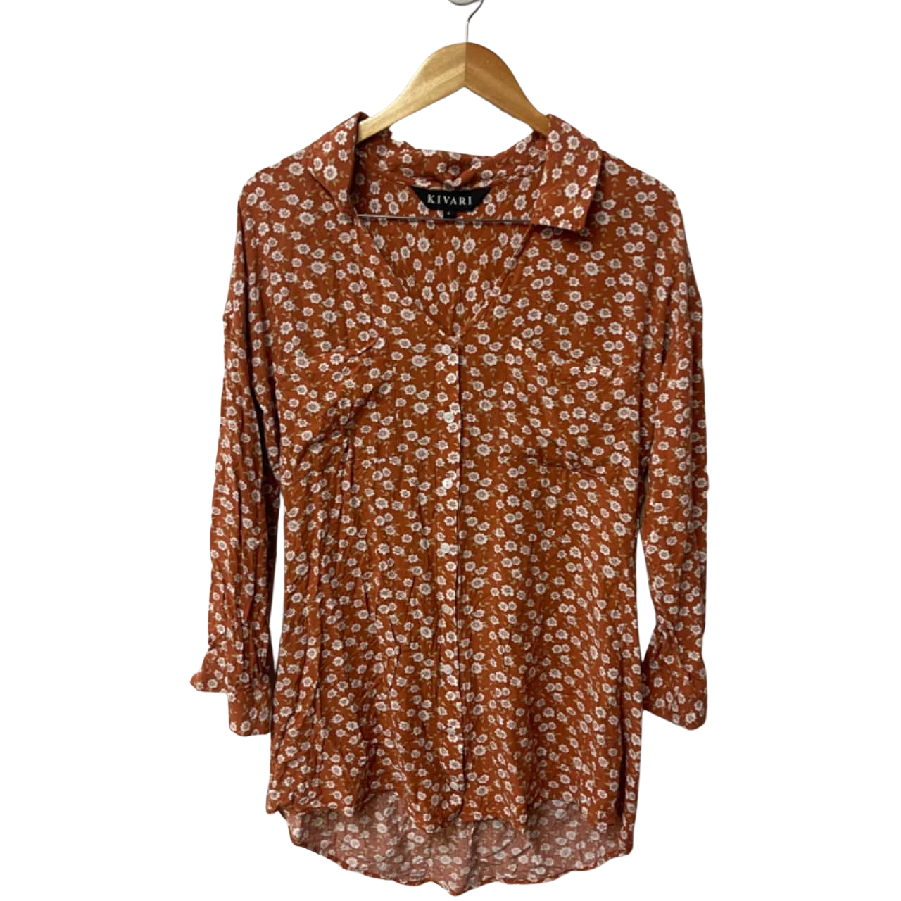 Kivari Womens Size S Long Sleeve Brown / Floral (s)