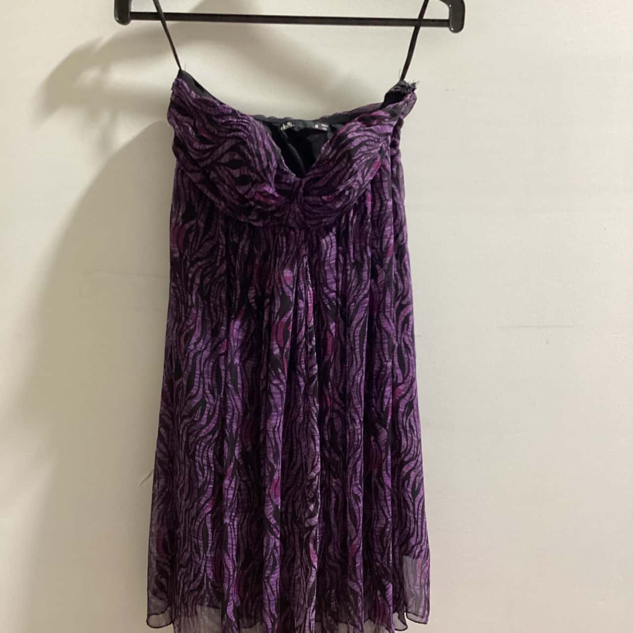 Dotti Womens Size 8 Mini Dress Strapless Black/Purple