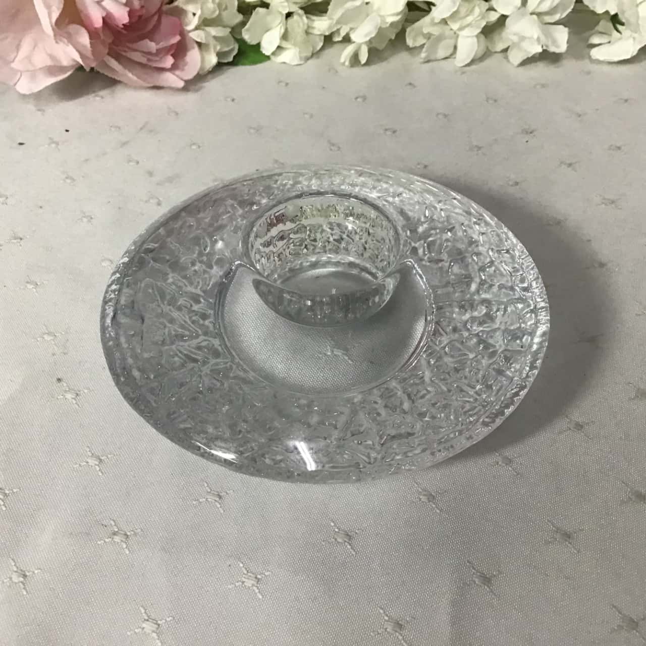 Orrefors Sweden Cystal Glass Discus Votive Tea Light Candle Holder
