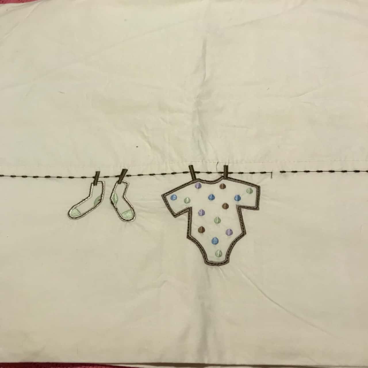 Pure Baby Embroidered Cotton Cot Sheet in Drawstring Bag