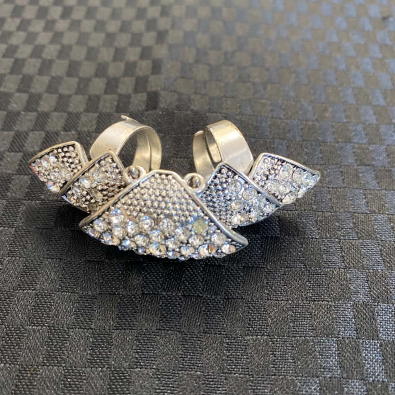 Women's Silver And Diamante Full Finger Armour Ring(s)