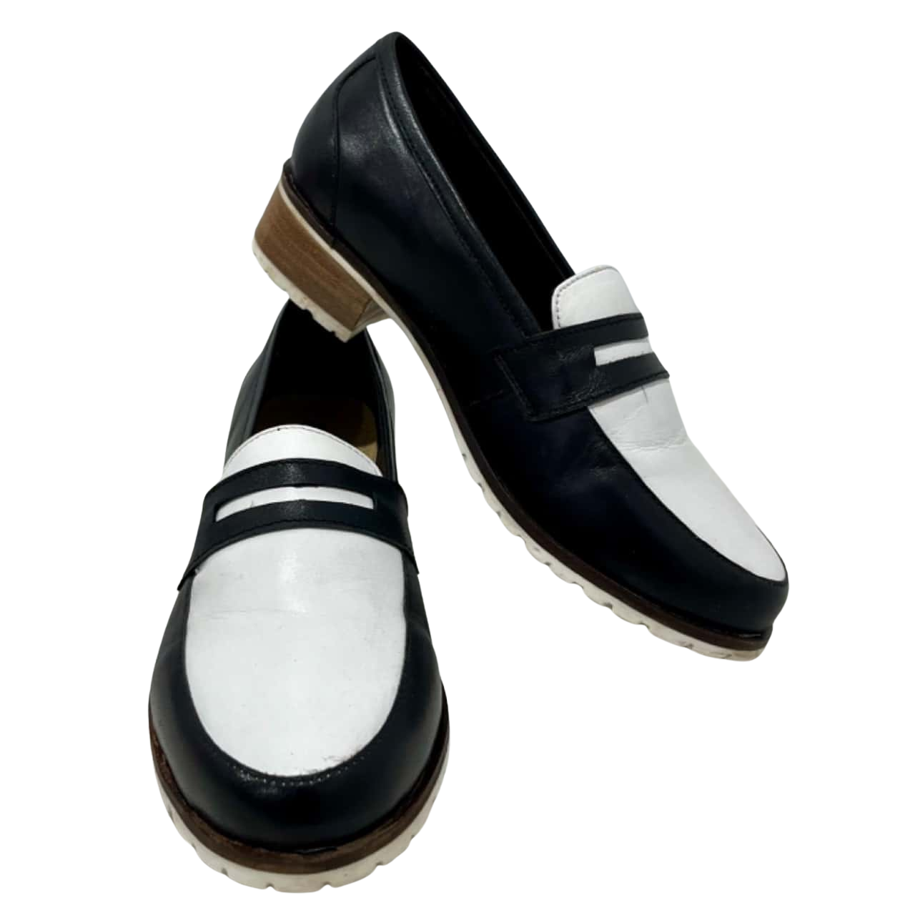 Sara Leather & Lining Size 10 Black & White Shoes