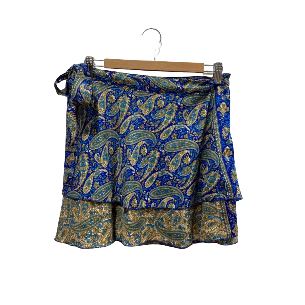 BNWT Tree of Life Blue/Brown Paisley Wrap Skirt Size S