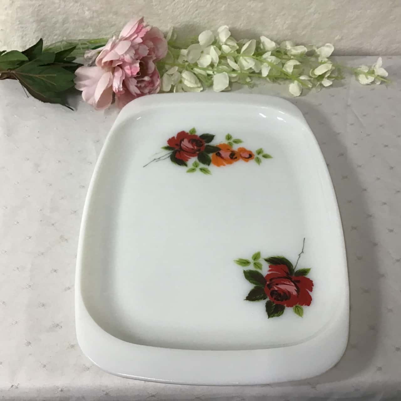 "REDUCED" Vintage JAJ Pyrex White Milk Glass Rectangular Serving Tray ...
