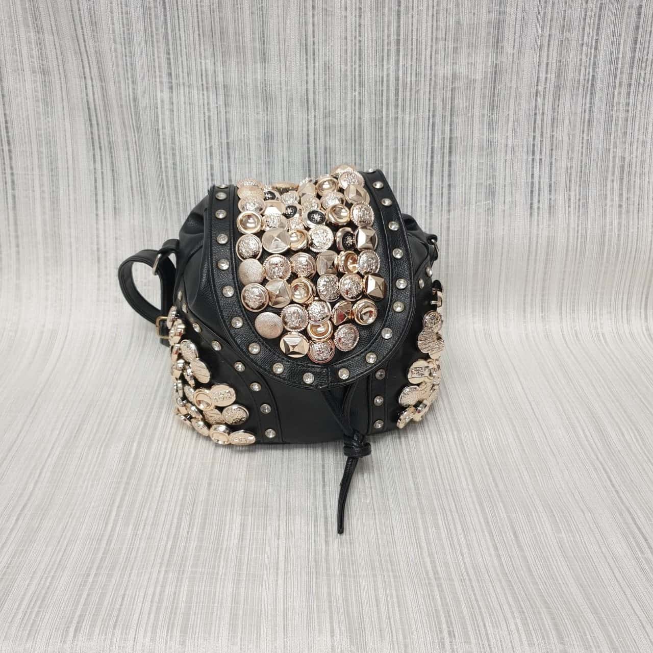 Want Absolutely Super Cute Gold Button & Diamante Stud Mini Draw String ...