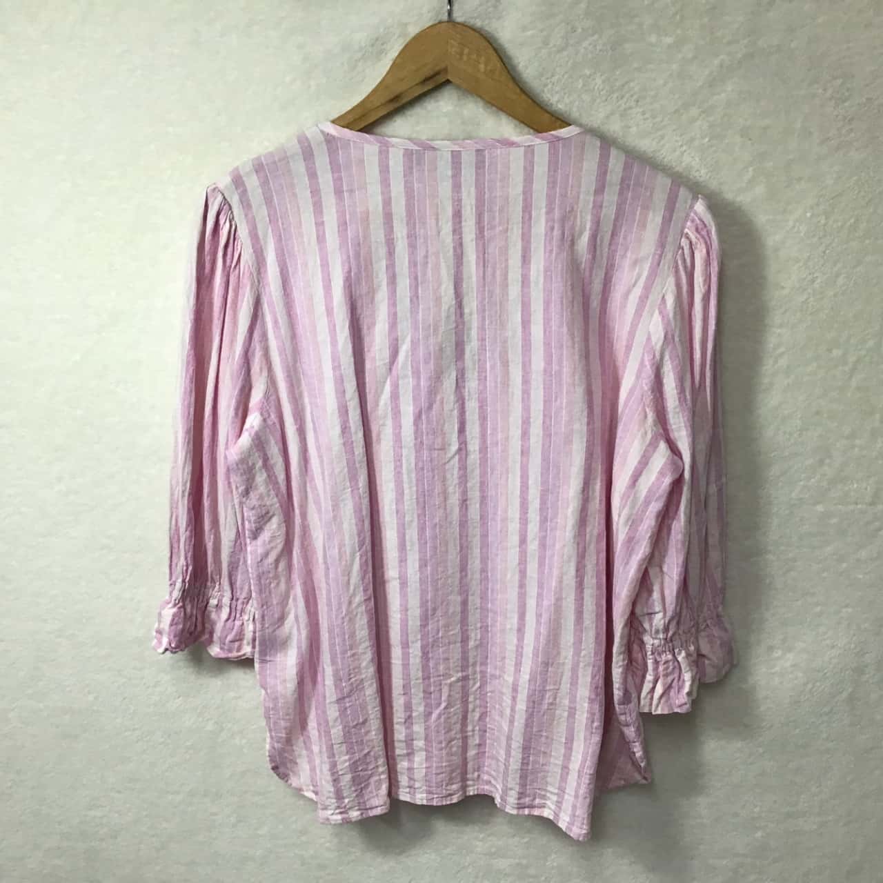 Sussan Womens Size 14 Pink / White / Purple Striped Linen Blend 3/4 ...