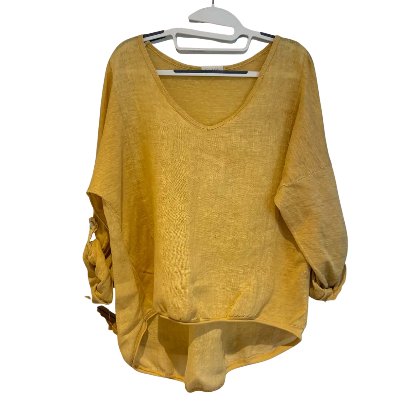 Frederic. Pure Italian Linen Top. Light Mustard. (s)