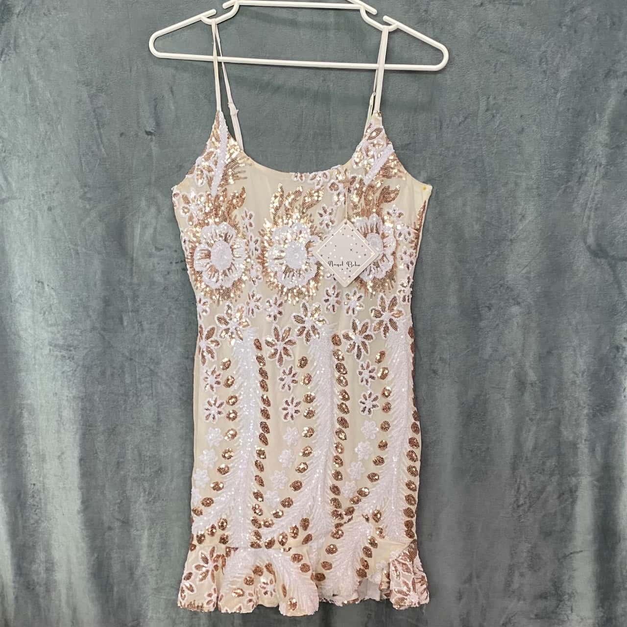 Angel Biba Womens Dress Size 14 White/Sequins(s)