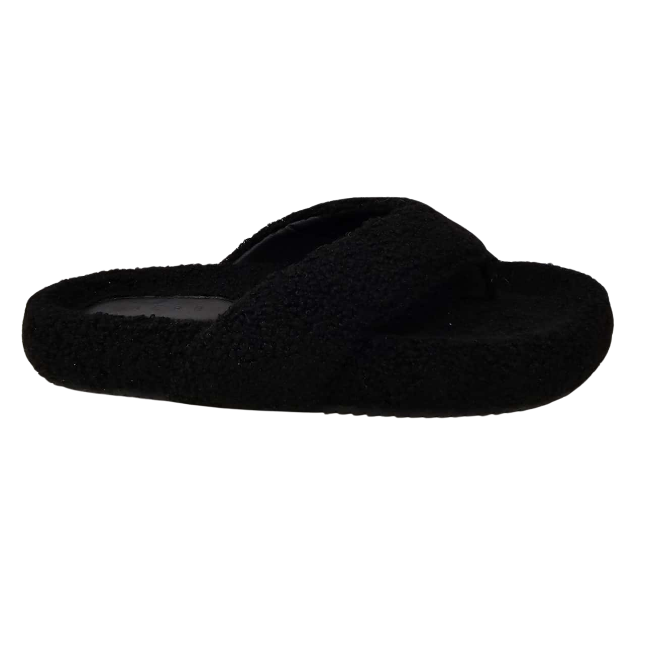 AERE Womens Size 11 (AU) Shearling Thong Sandals Black (Brand New in Box)