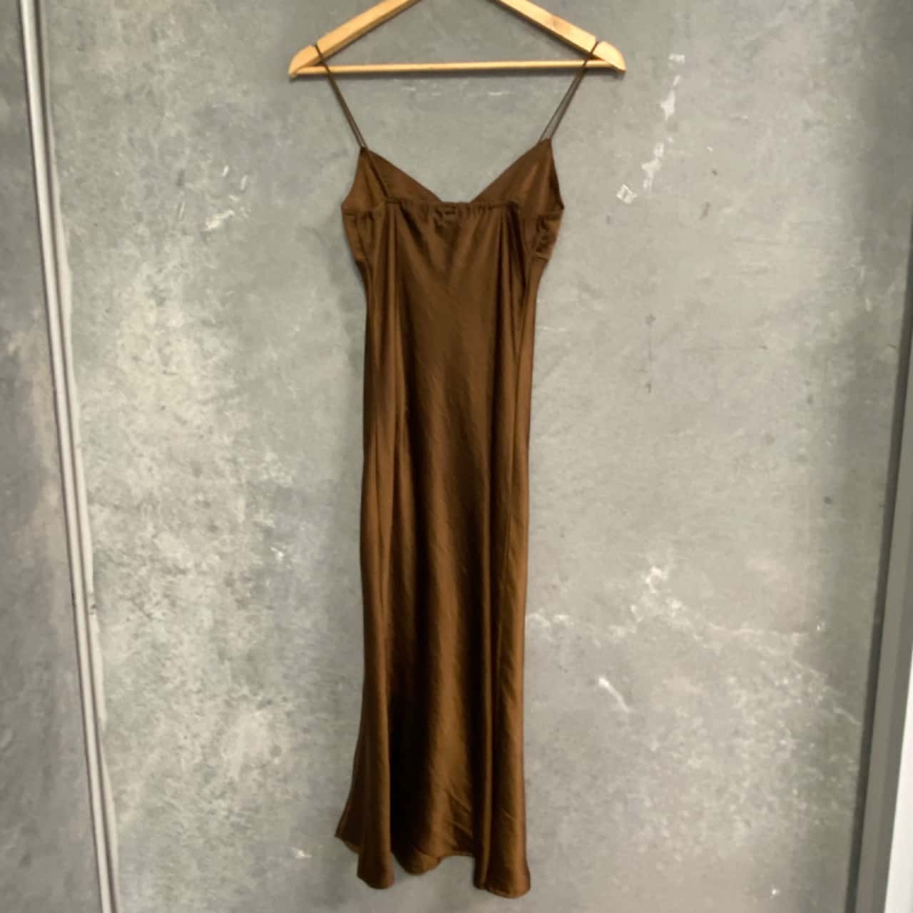 CAASI Womens Size 6 Shoestring Strap Slip Dress Brown (s)