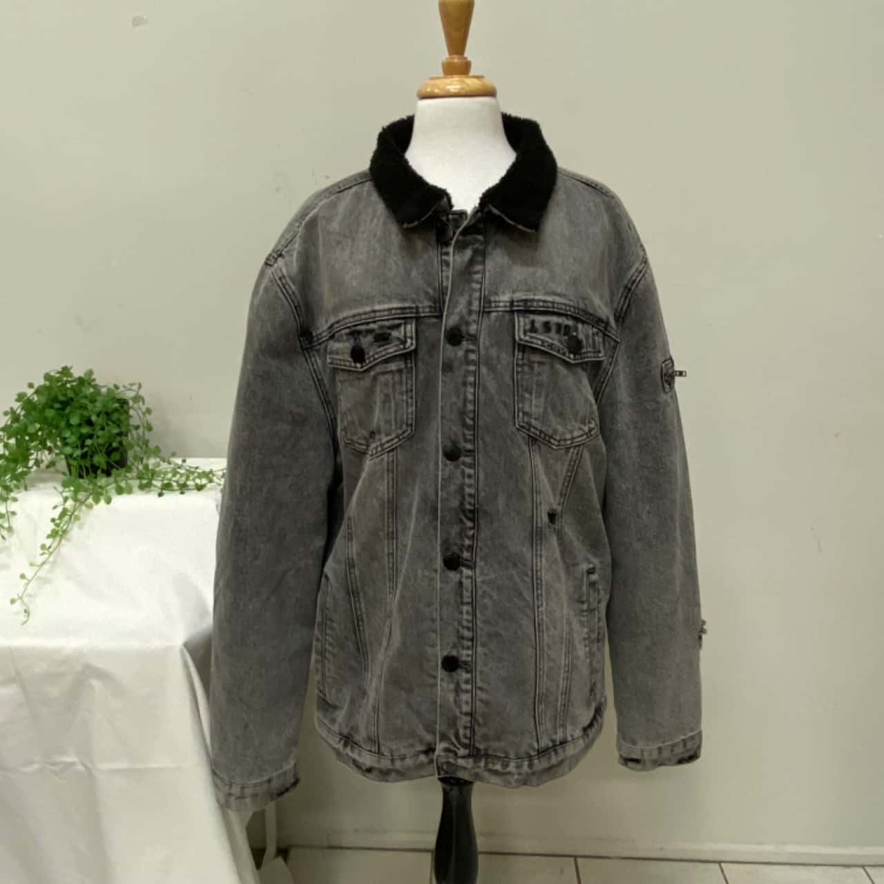 LSKD Mens Size XXL Denim Jacket Black