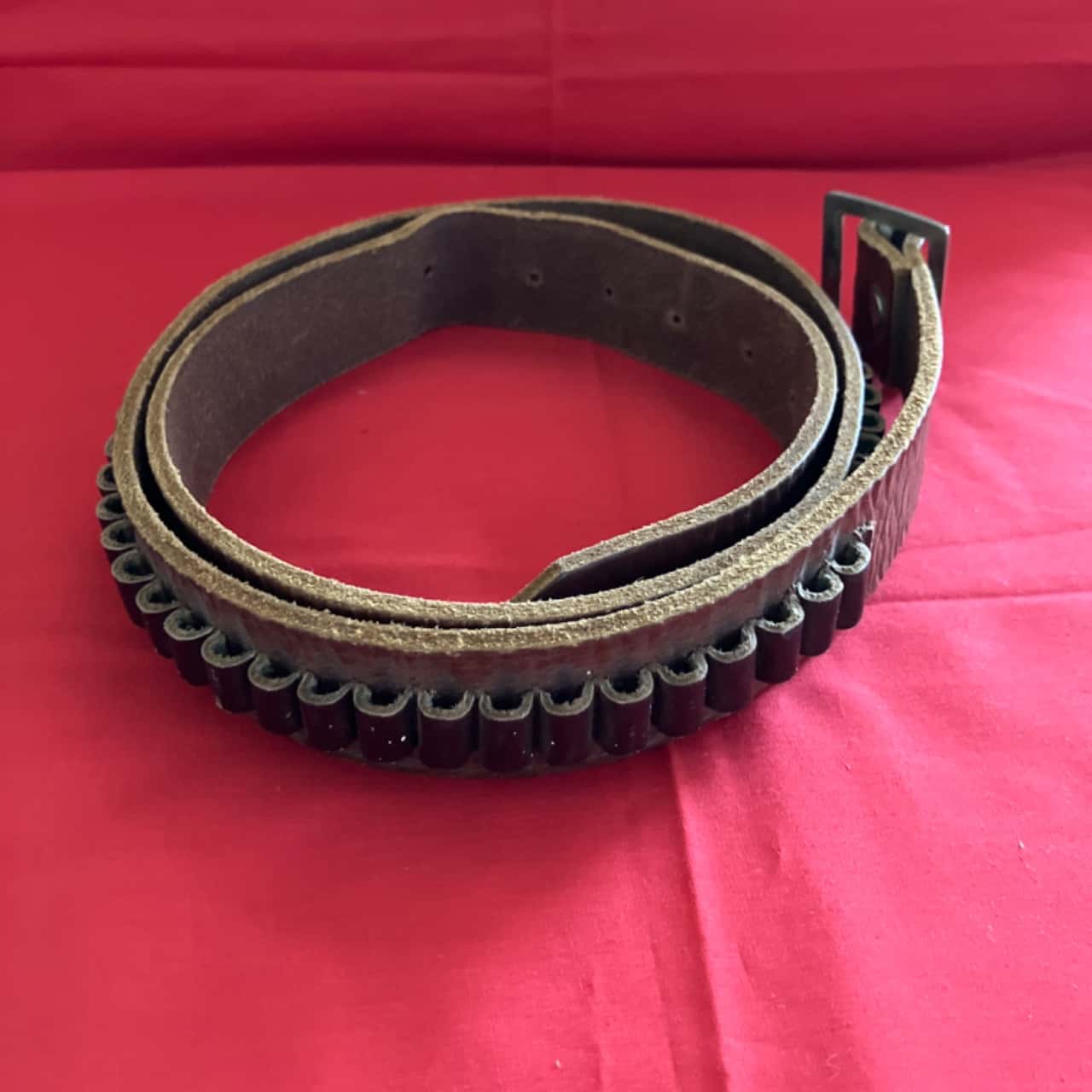 Unisex Vintage Leather Ammo Belt Brown 109cm(s)