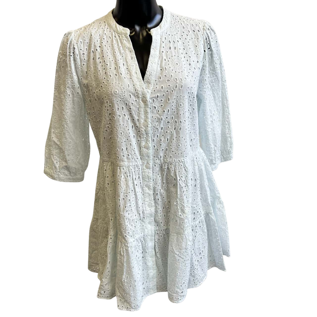 Forever New Womens Size 12 Long Sleeve Crochet Dress White (s)