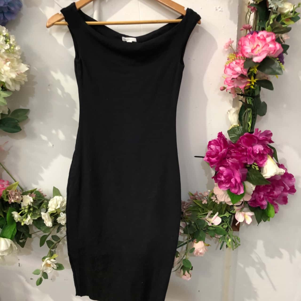 NWT Kookai Size 1. (10) Bodycon Dress Black Cotton